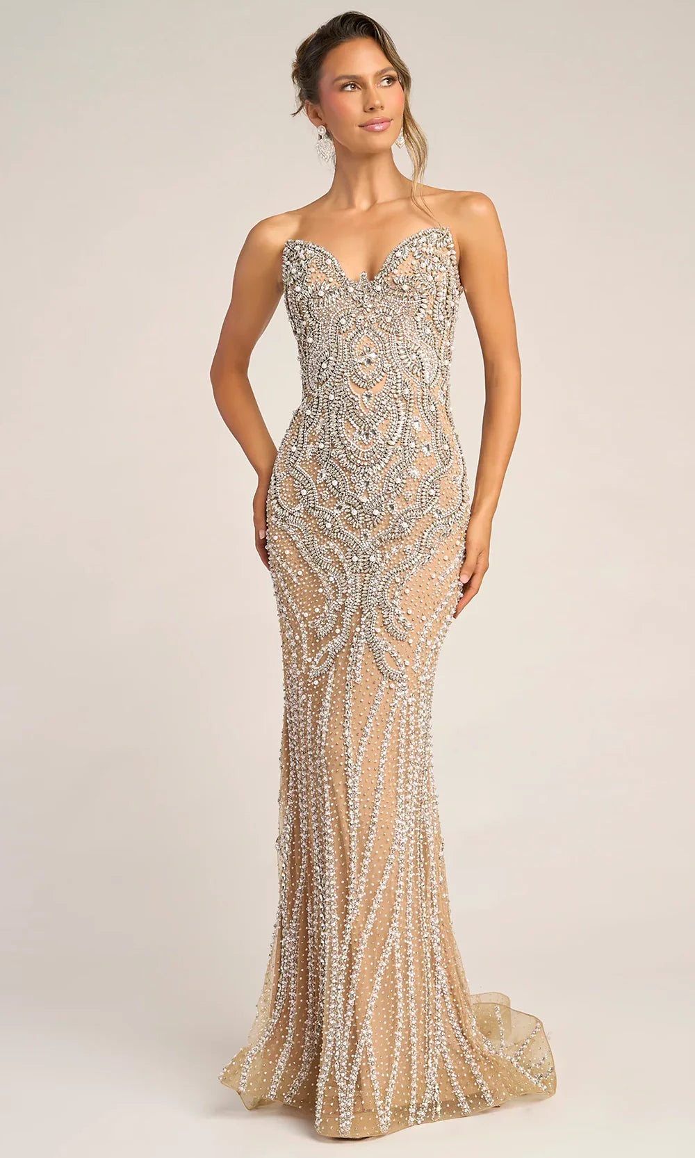 Portia and Scarlett PS26446C - Long Sheath Dress - Crystal Beadwork ...