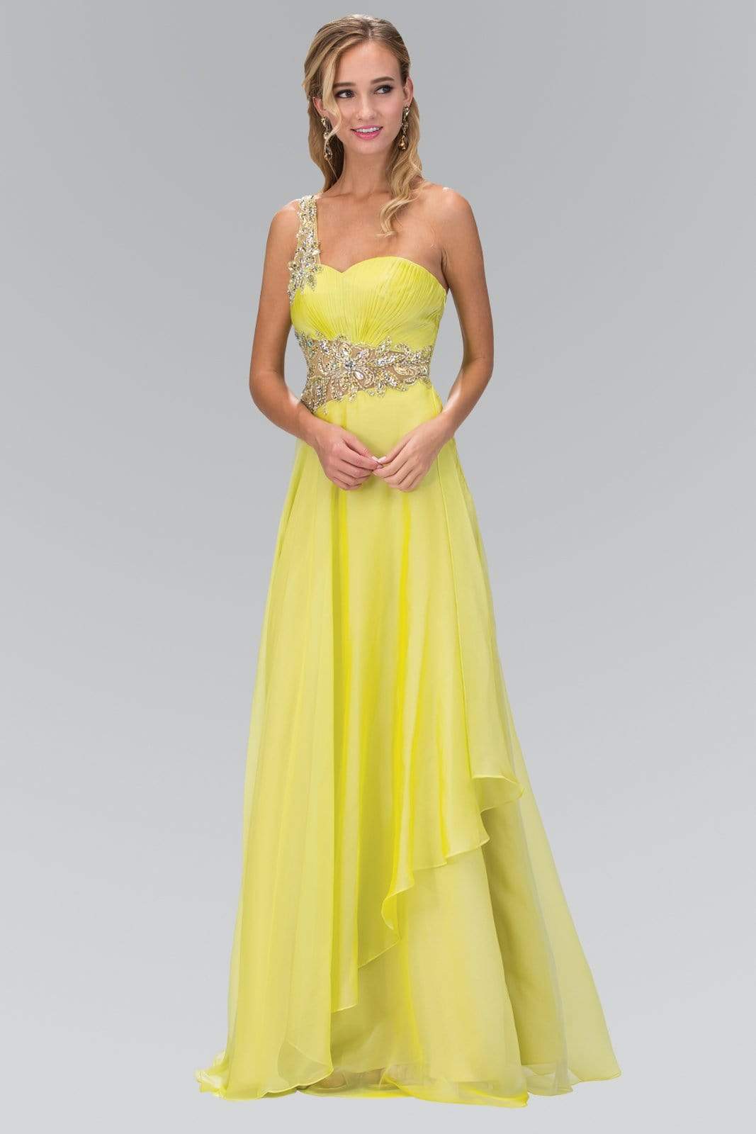 Elizabeth K GL1083 - Long A-Line Dress - Chiffon fabric, Beaded, Once ...