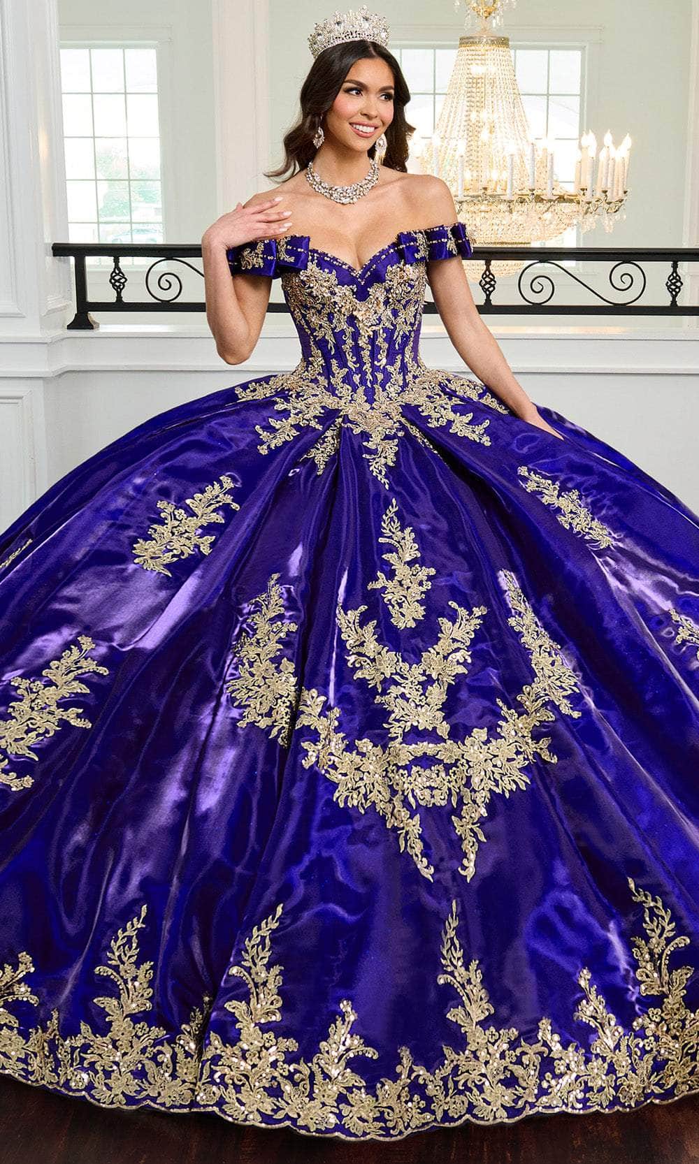 Rachel Allan RQ3151 - Long Crystal Organza, Glitter Tulle, Applique, 3D ...