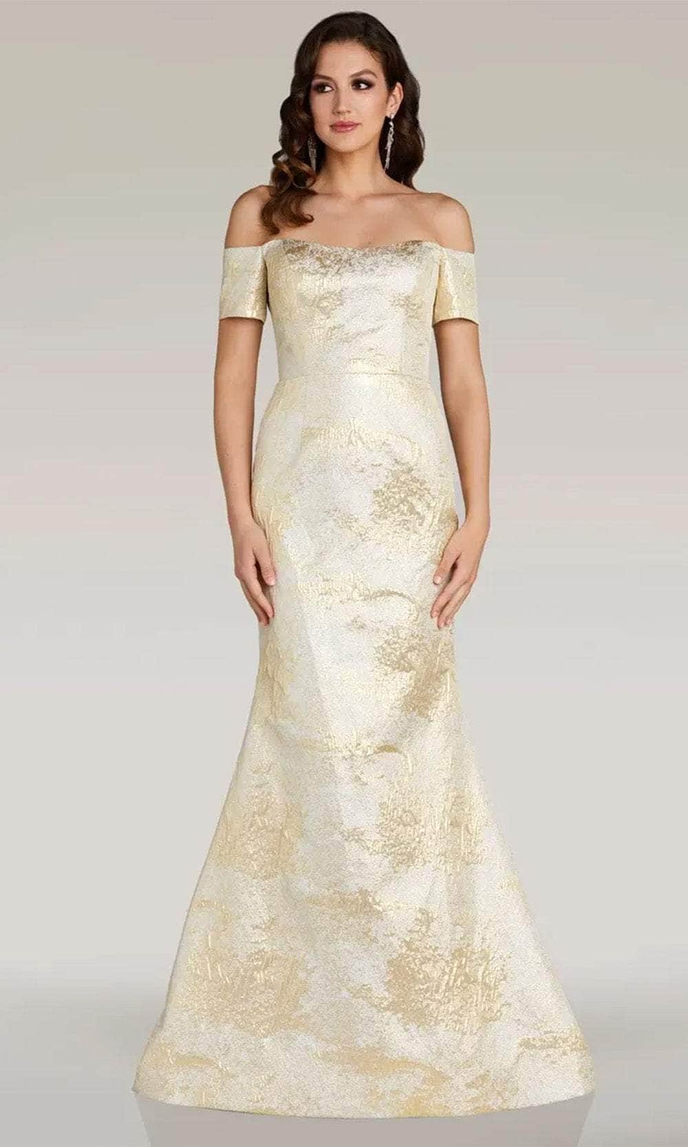 Gia Franco 12376 - Long Trumpet Dress - Short Sleeves, Metallic ...